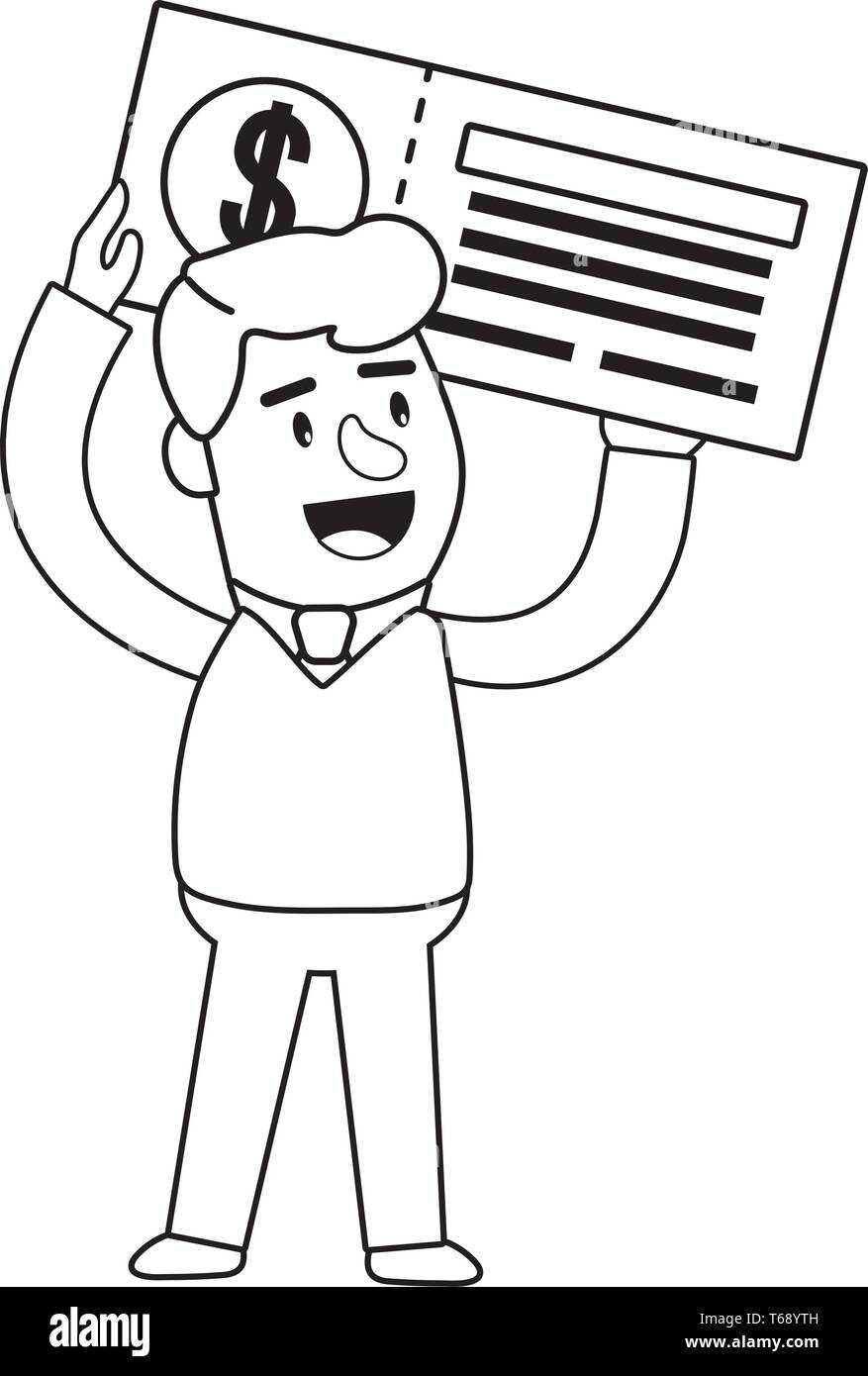 Consumer banking operations happy jovial smiling holding bank check ...