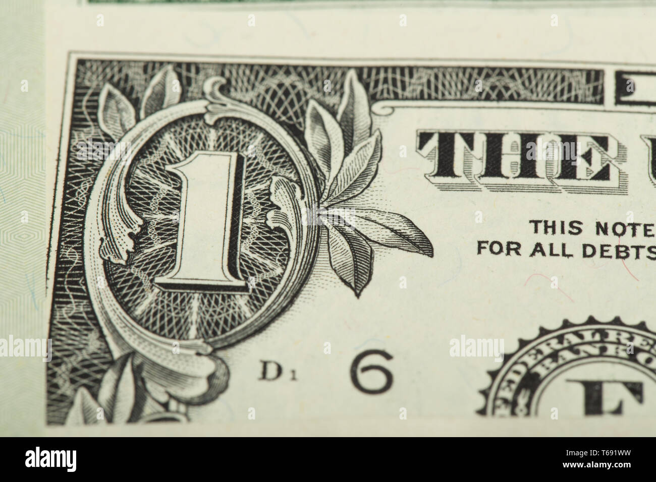 macro of one US dollar money banknote Stock Photo - Alamy
