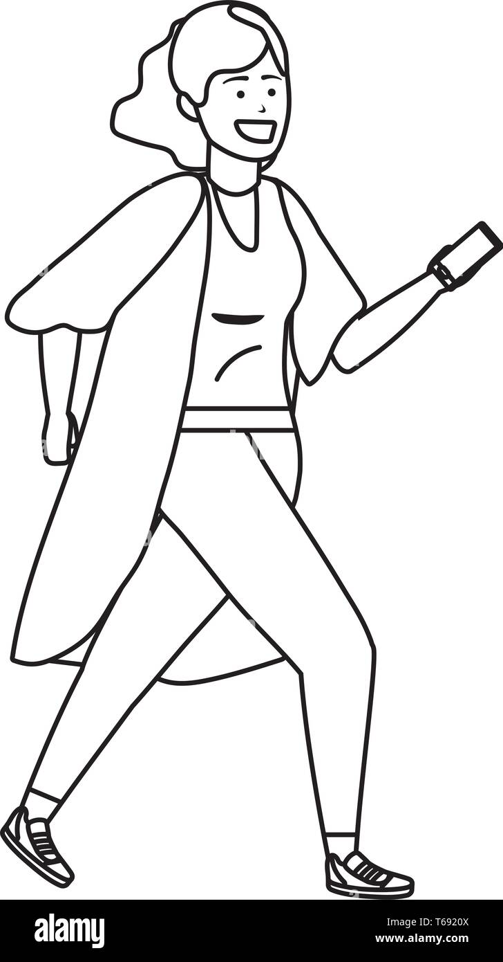Millennial person stylish outfit using smartphone texting blonde ...