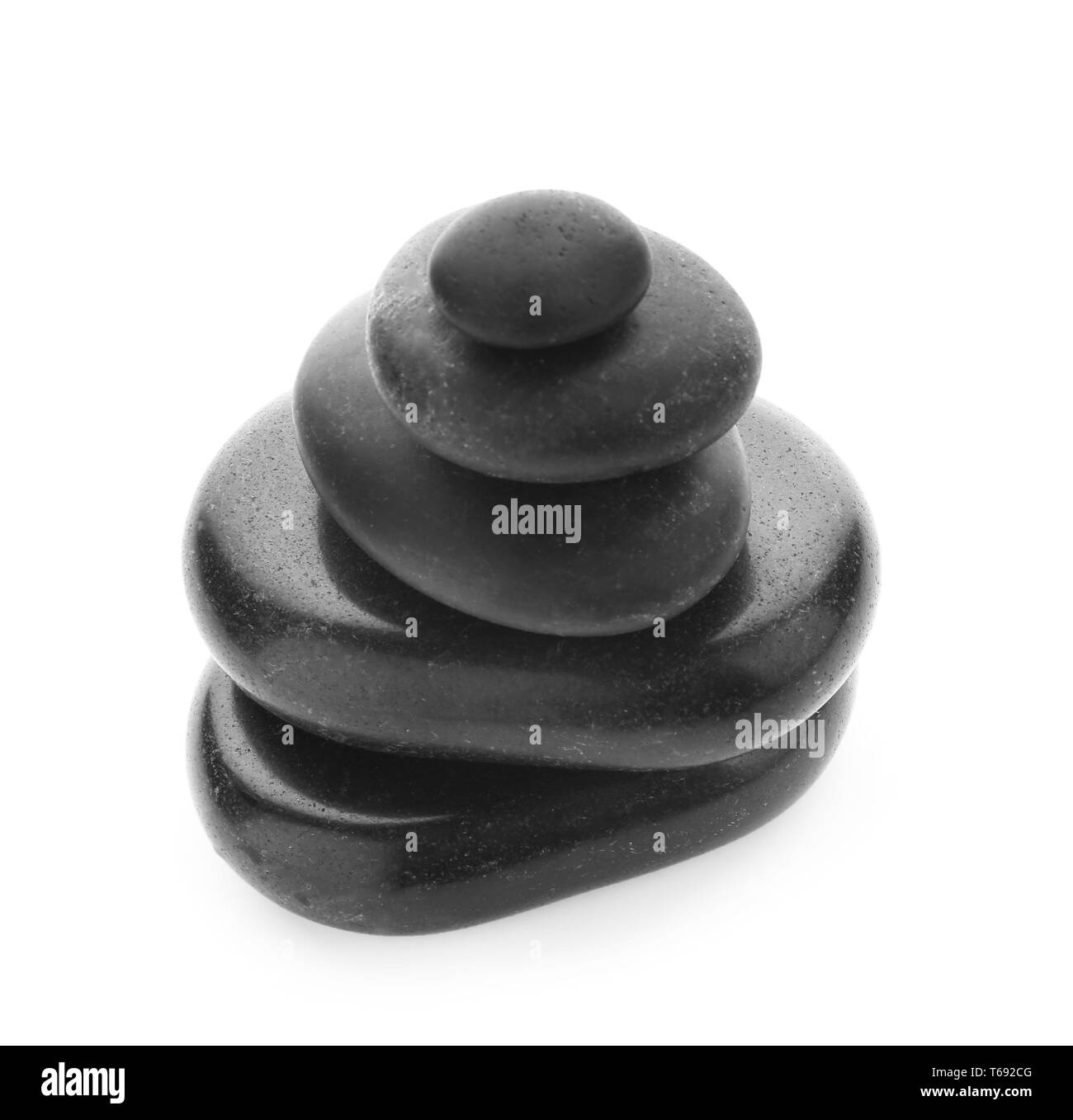 Stack of spa stones on white background Stock Photo - Alamy