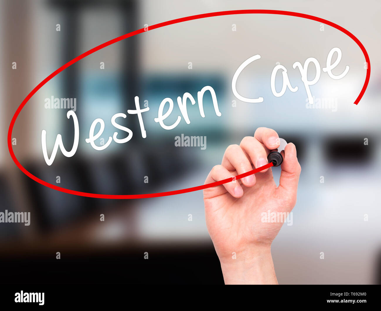 Man Hand writing Western Cape with black marker on visual screen Stock ...