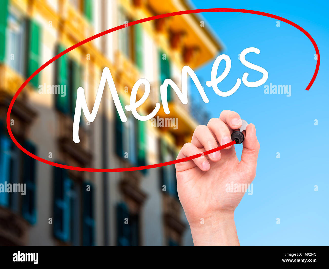 Man Hand writing Memes with black marker on visual screen Stock Photo ...