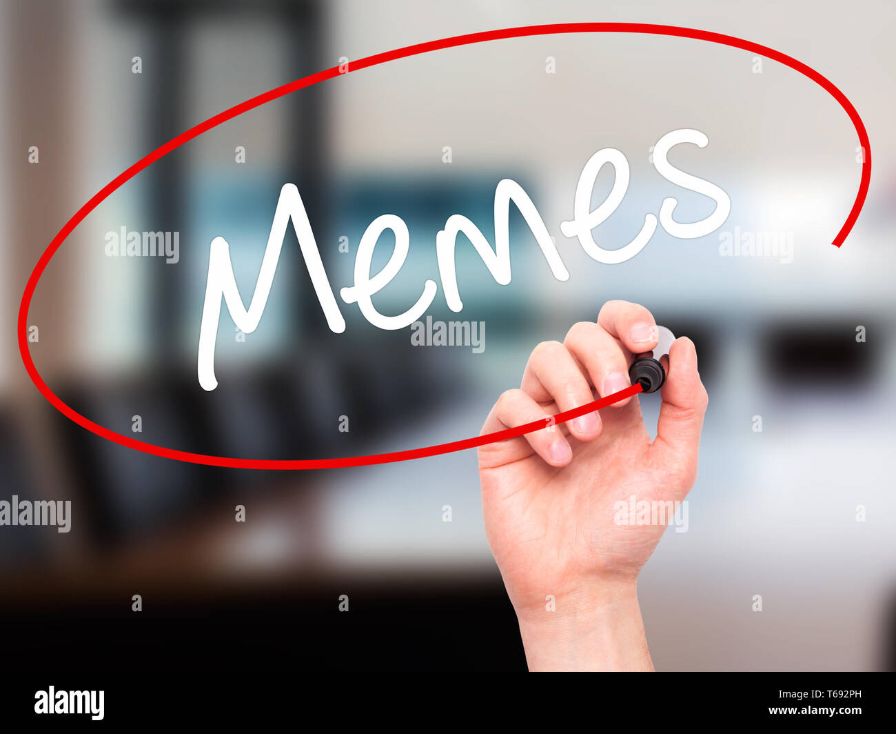 Man Hand writing Memes with black marker on visual screen Stock Photo ...