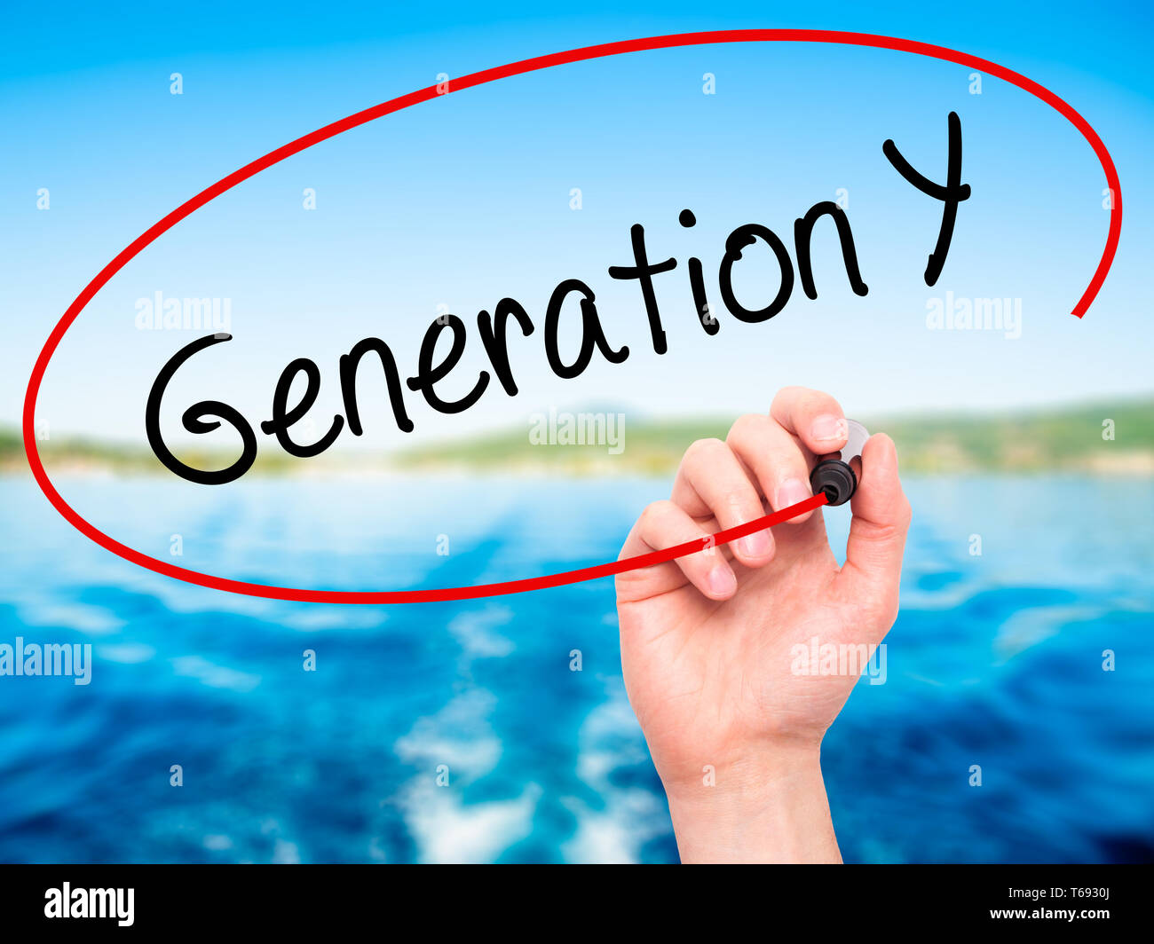 Man Hand writing Generation Y with black marker on visual screen Stock ...