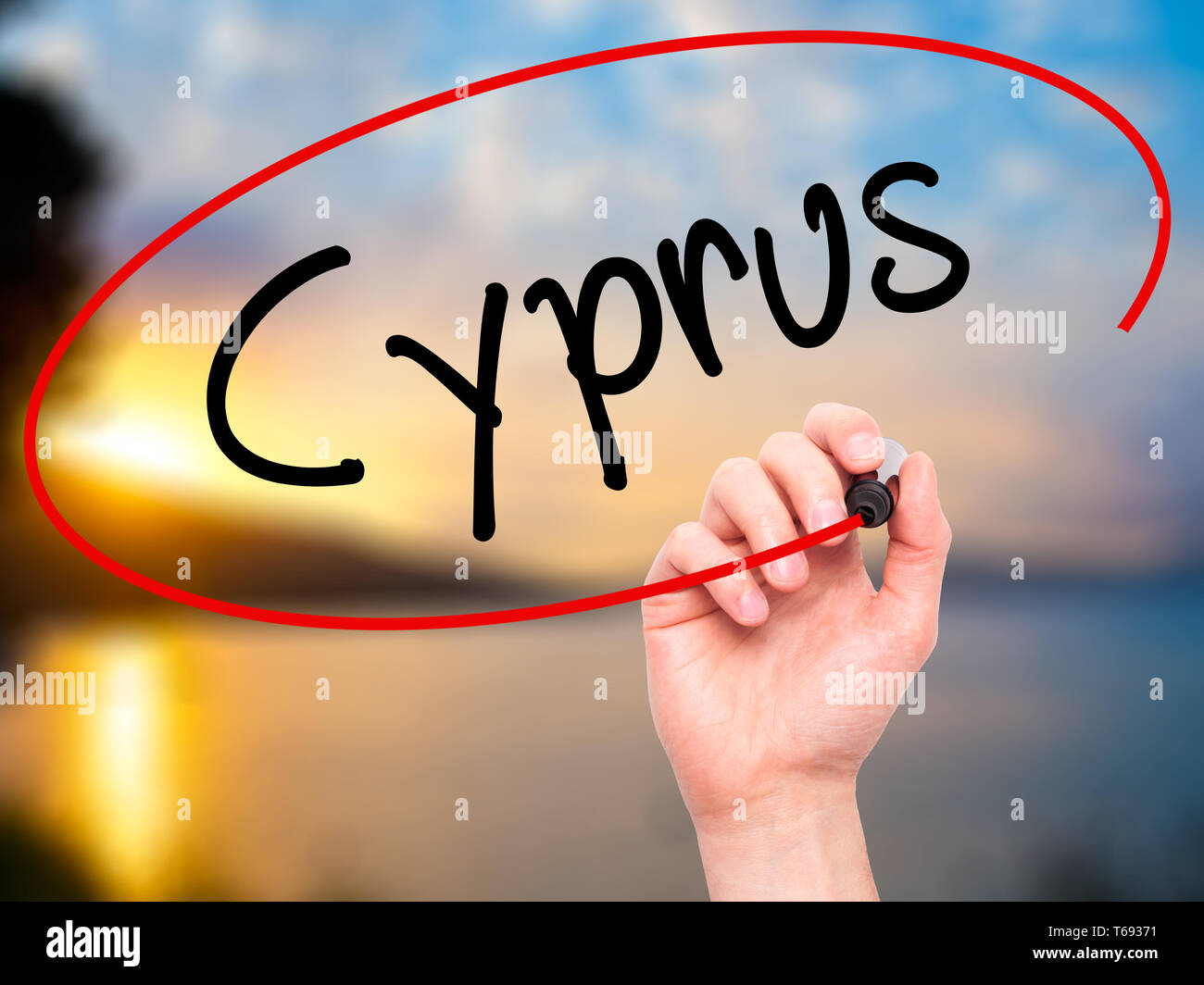 Man Hand writing Cyprus with black marker on visual screen Stock Photo ...