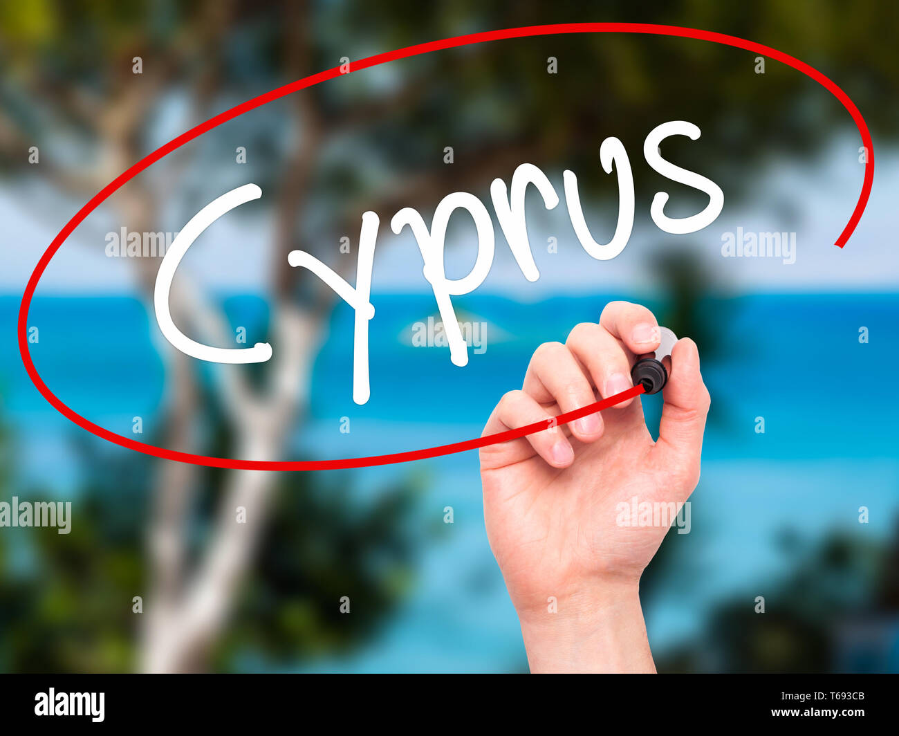 Man Hand writing Cyprus with black marker on visual screen Stock Photo ...