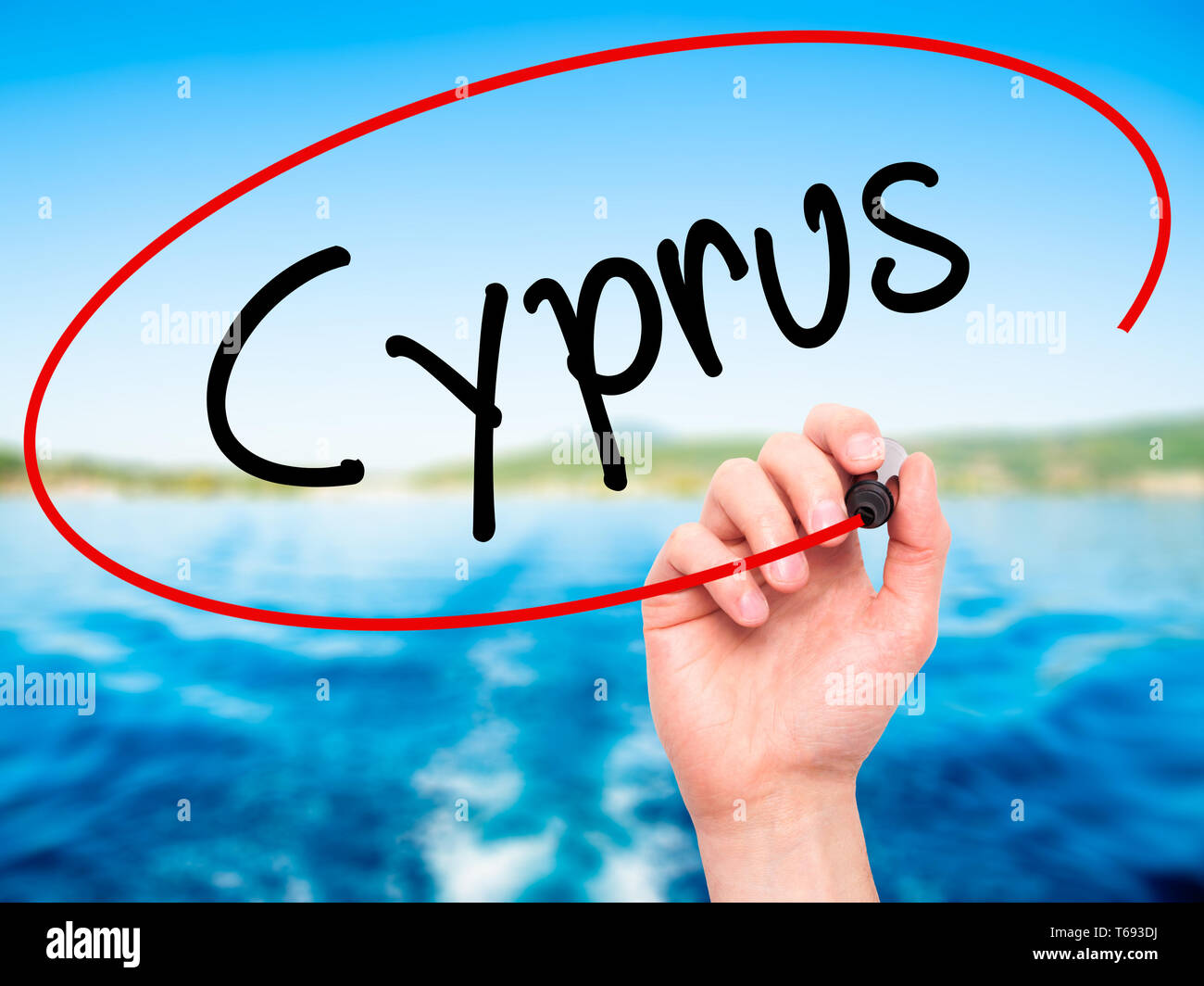 Man Hand writing Cyprus with black marker on visual screen Stock Photo ...