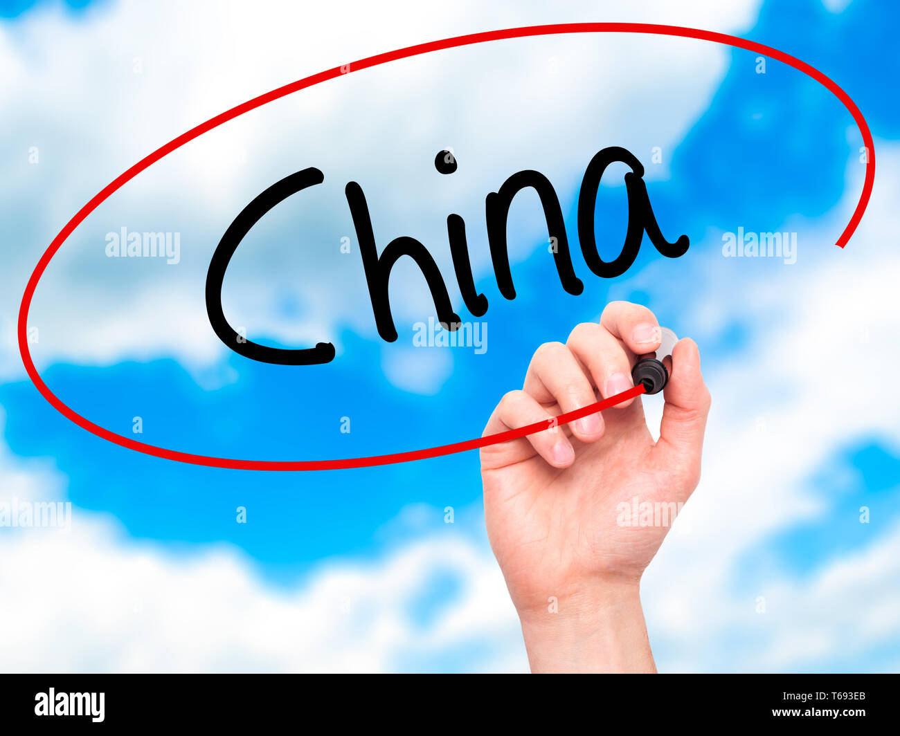 Man Hand writing China with black marker on visual screen Stock Photo ...