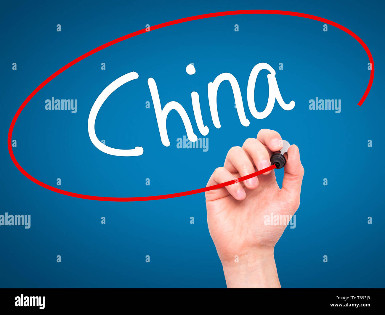 Man Hand writing China with black marker on visual screen Stock Photo ...