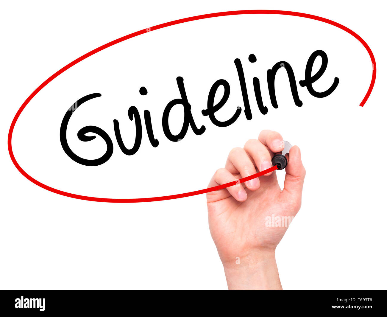 Man Hand writing Guideline with black marker on visual screen Stock ...