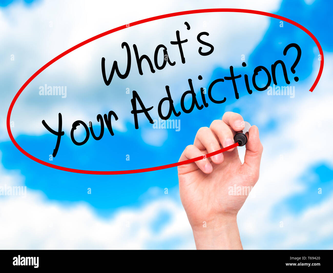 Man Hand writing What's your Addiction? with black marker on visual ...