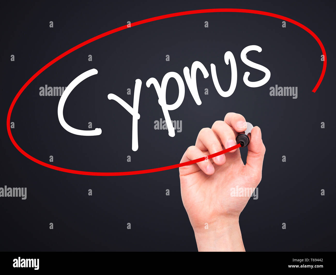 Man Hand writing Cyprus with black marker on visual screen Stock Photo ...
