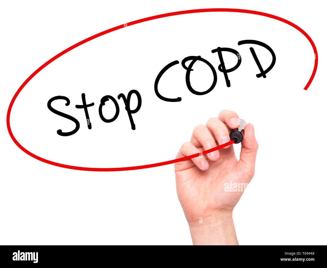 Man Hand writing Stop COPD with black marker on visual screen Stock ...