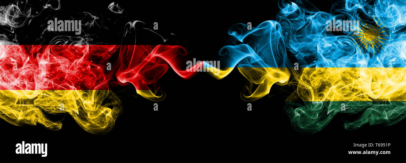 Germany vs Rwanda, Rwandan smoky mystic flags placed side by side ...