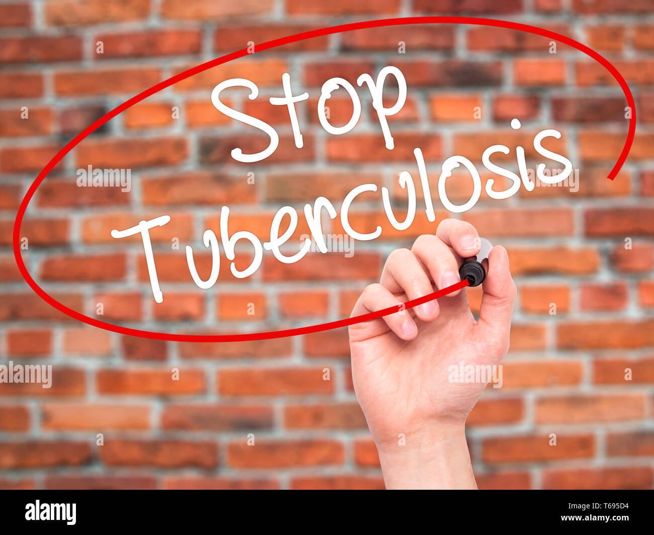 Man Hand writing Stop Tuberculosis with black marker on visual screen ...
