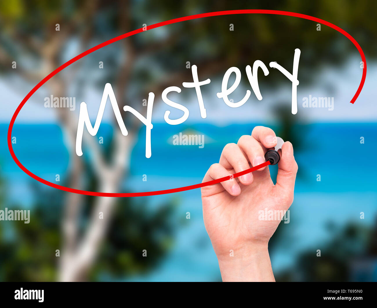 Man Hand writing Mystery with black marker on visual screen Stock Photo ...