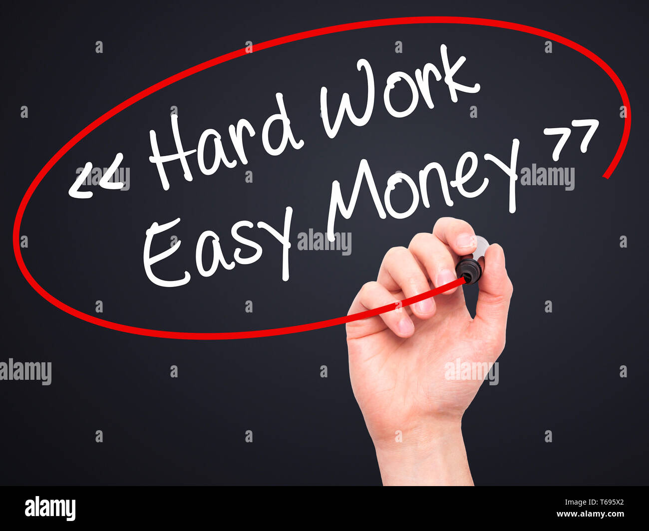 Man Hand writing Hard Work - Easy Money with black marker on visual ...