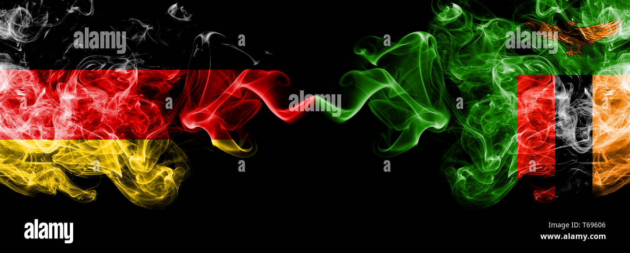 Germany vs Zambia, Zambian smoky mystic flags placed side by side ...