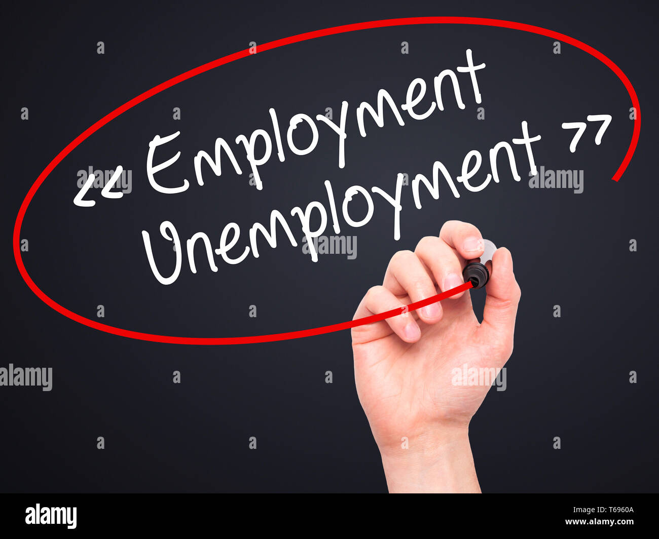 Man Hand writing Employment - Unemployment with black marker on visual ...