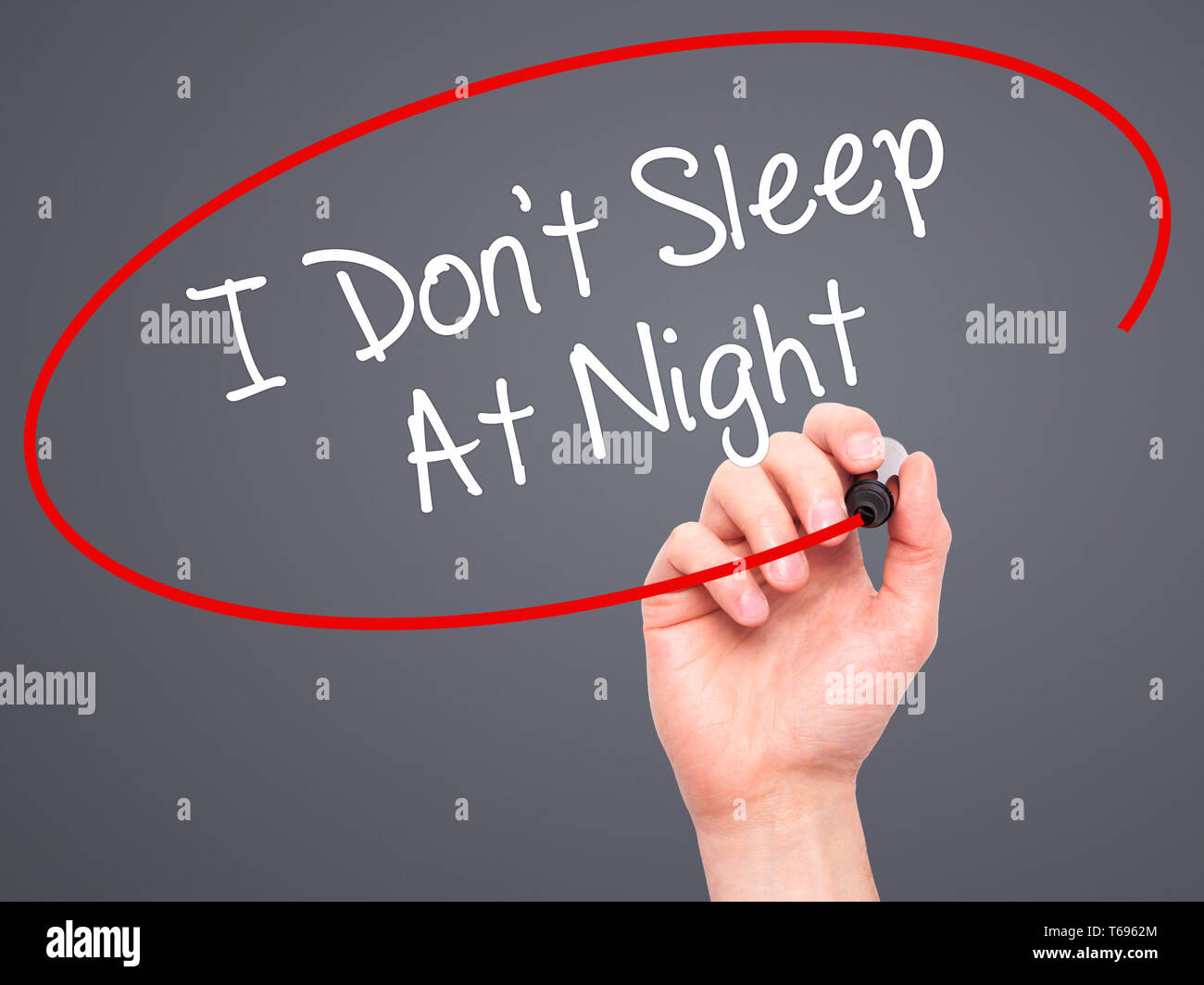 Man Hand writing I Don't Sleep At Night with black marker on visual ...