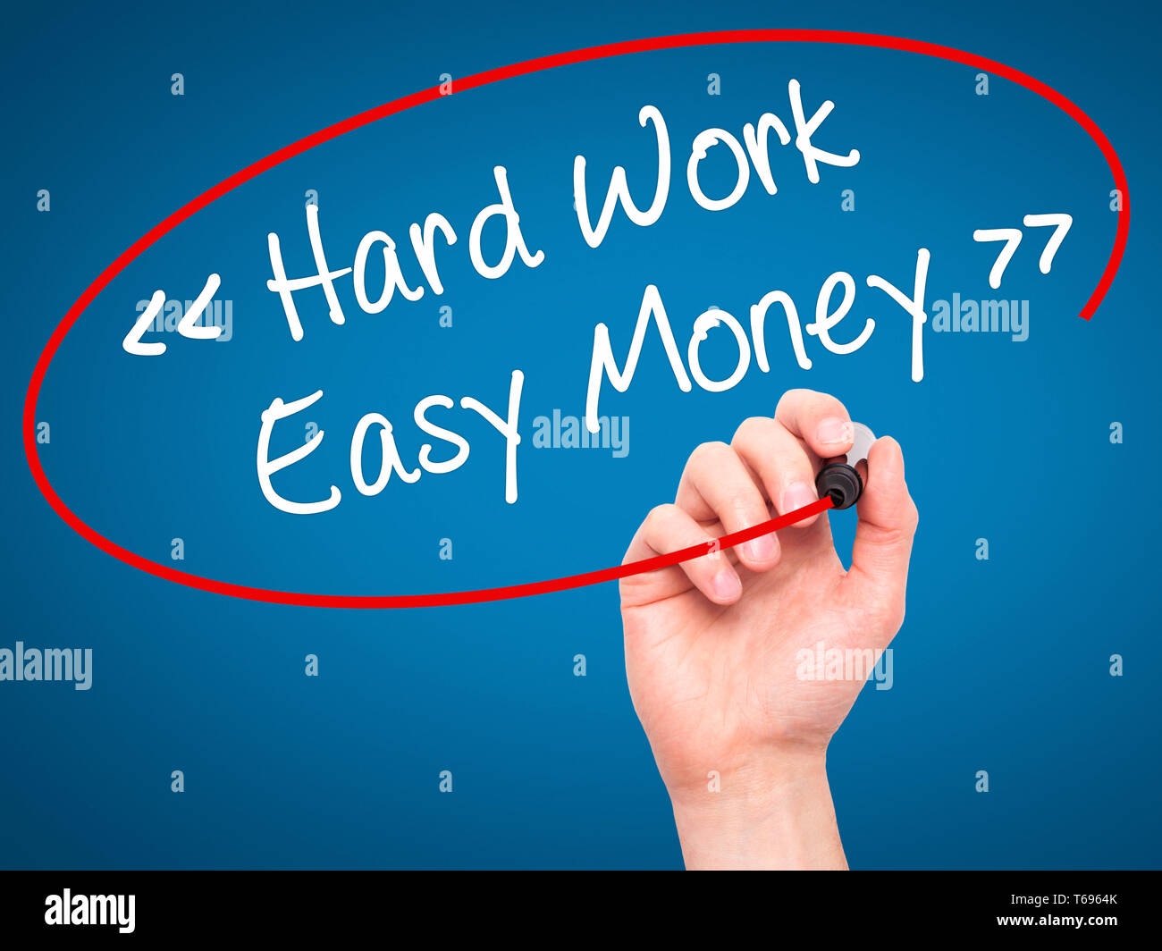 Man Hand writing Hard Work - Easy Money with black marker on visual ...