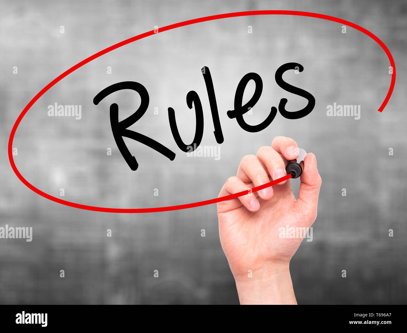 Man Hand writing Rules with black marker on visual screen Stock Photo ...