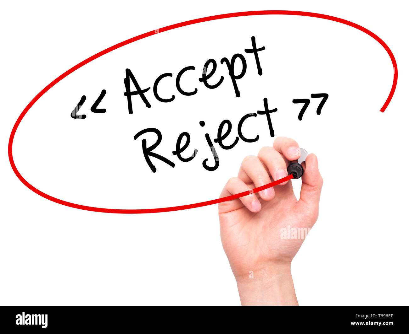 Man Hand writing Accept - Reject with black marker on visual screen ...