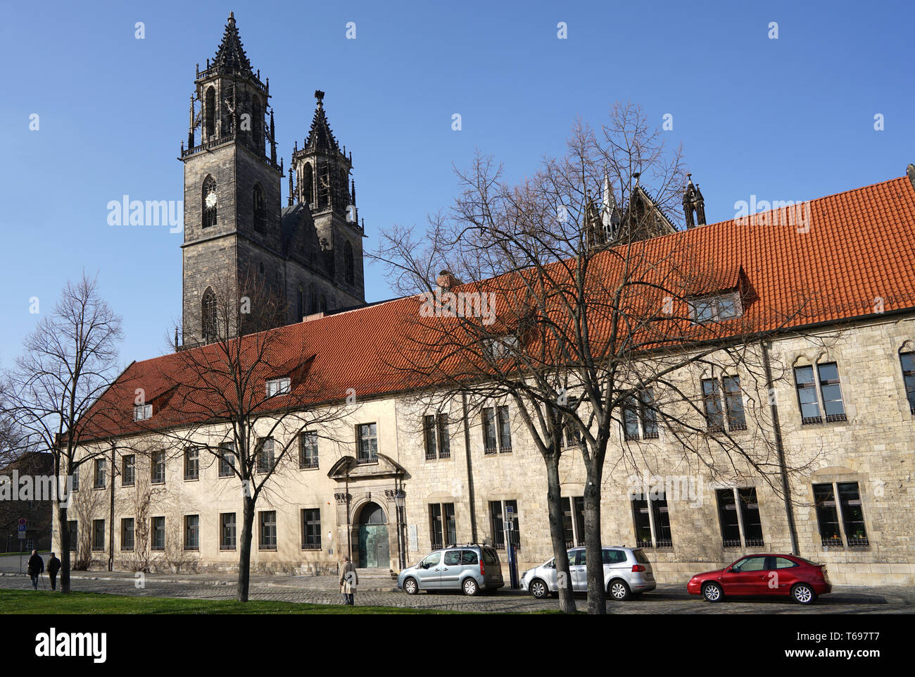the historic Magdeburg Cathedral, the landmark of the city Stock Photo ...