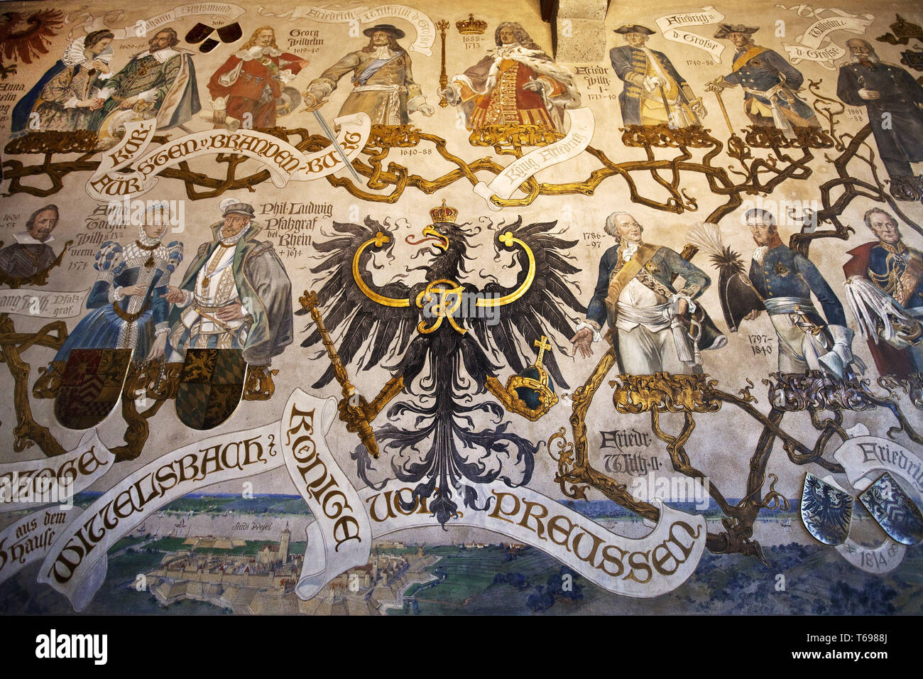 mural paintings, Burg Castle, Solingen, Bergisches Land, North-Rhine ...