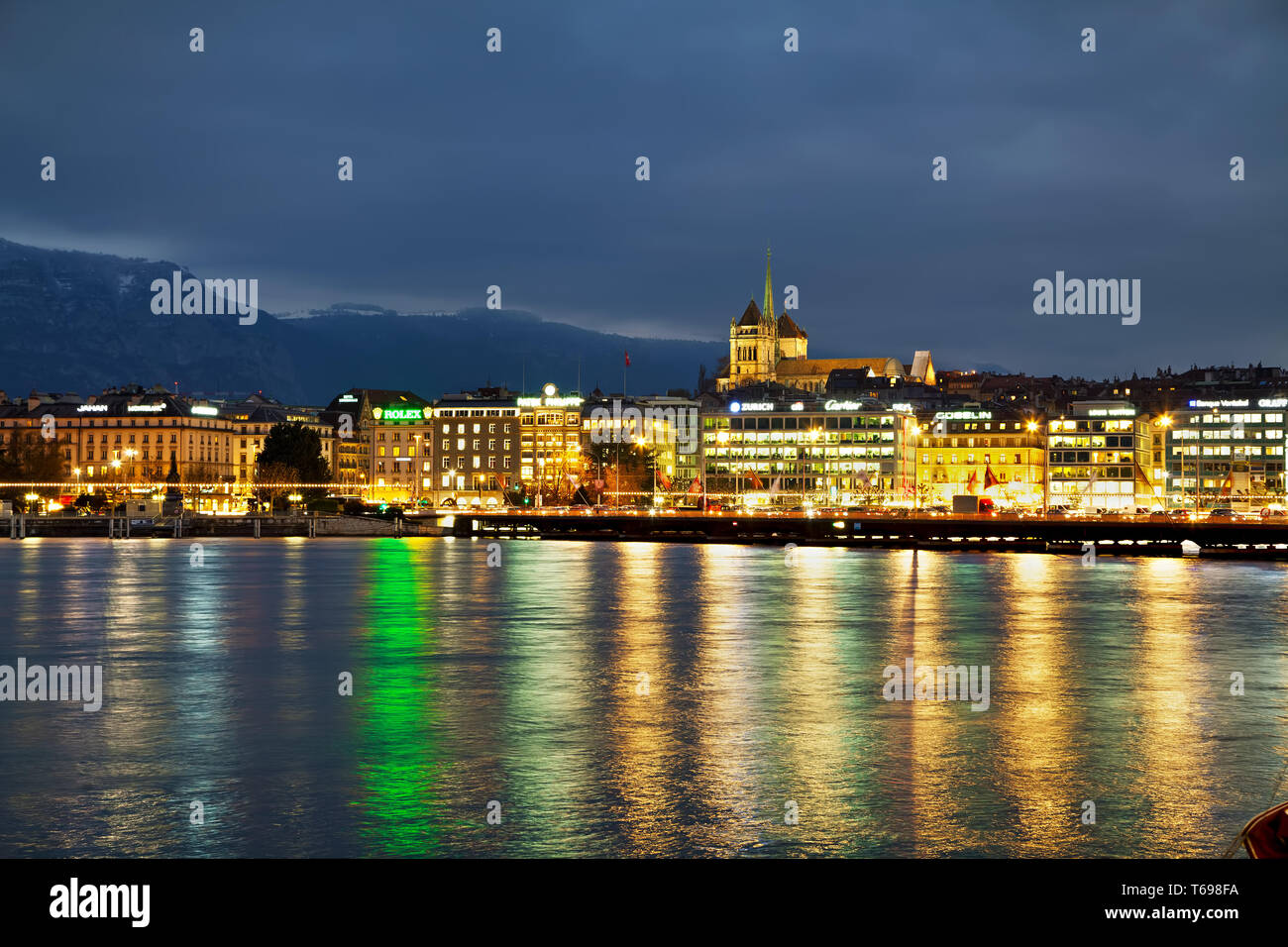 Geneva cityscape overview with St Pierre Cathedral Stock Photo - Alamy