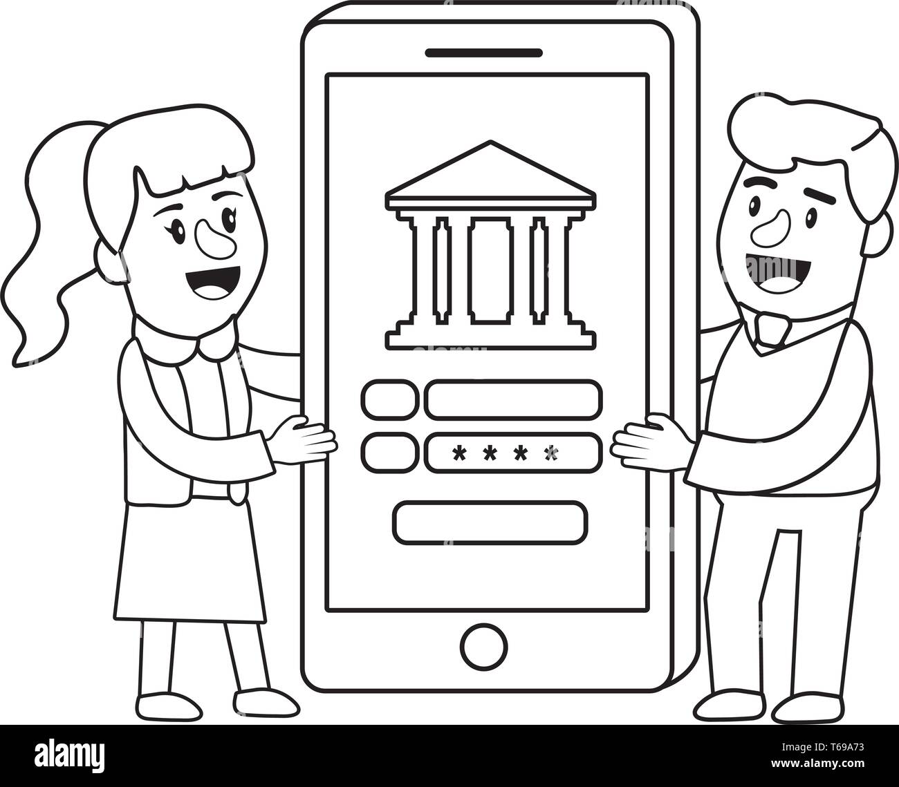 Banking teamwork financial planning smartphone security password ...