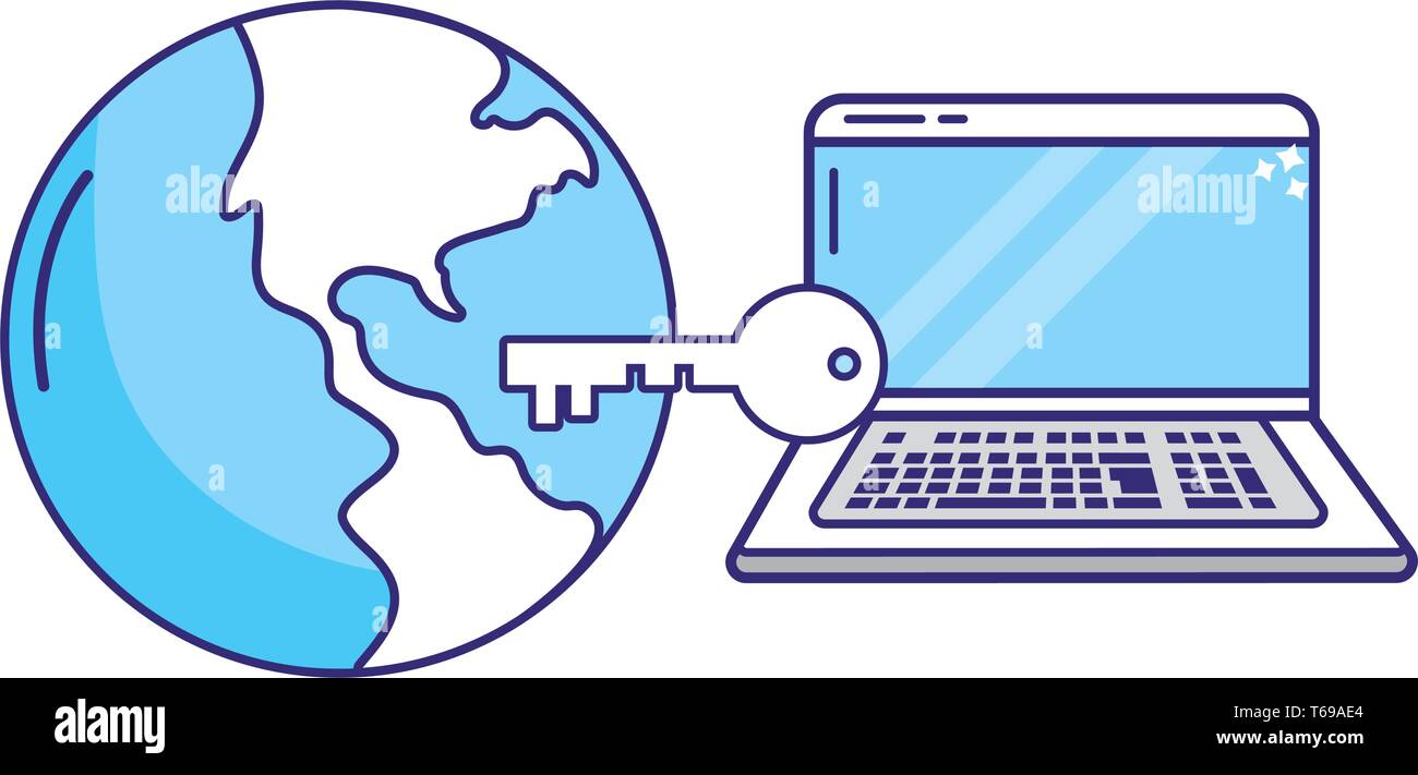 technology device laptop security key international world icon cartoon ...