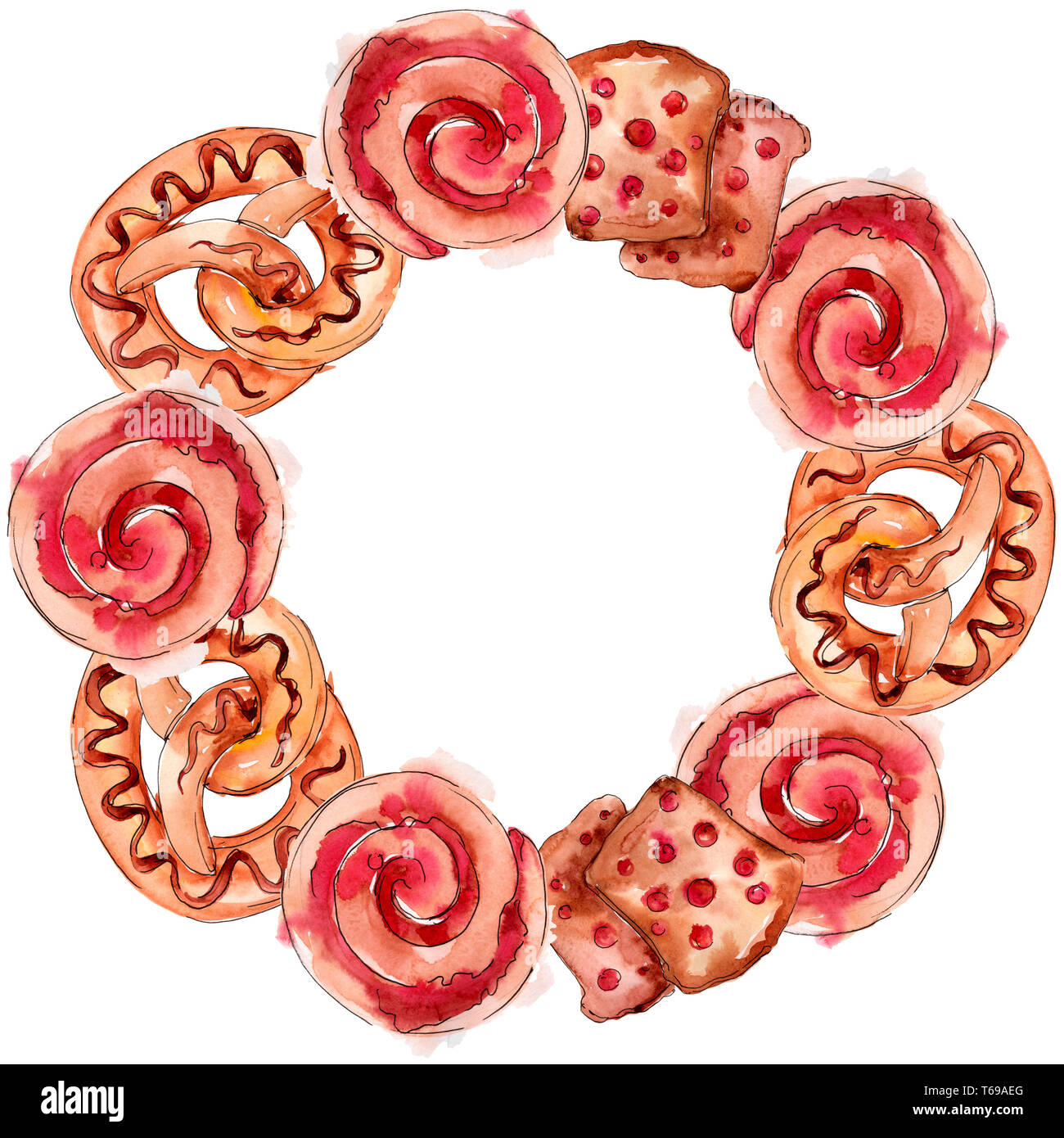 Tasty buns in a watercolor style food. Watercolour background ...