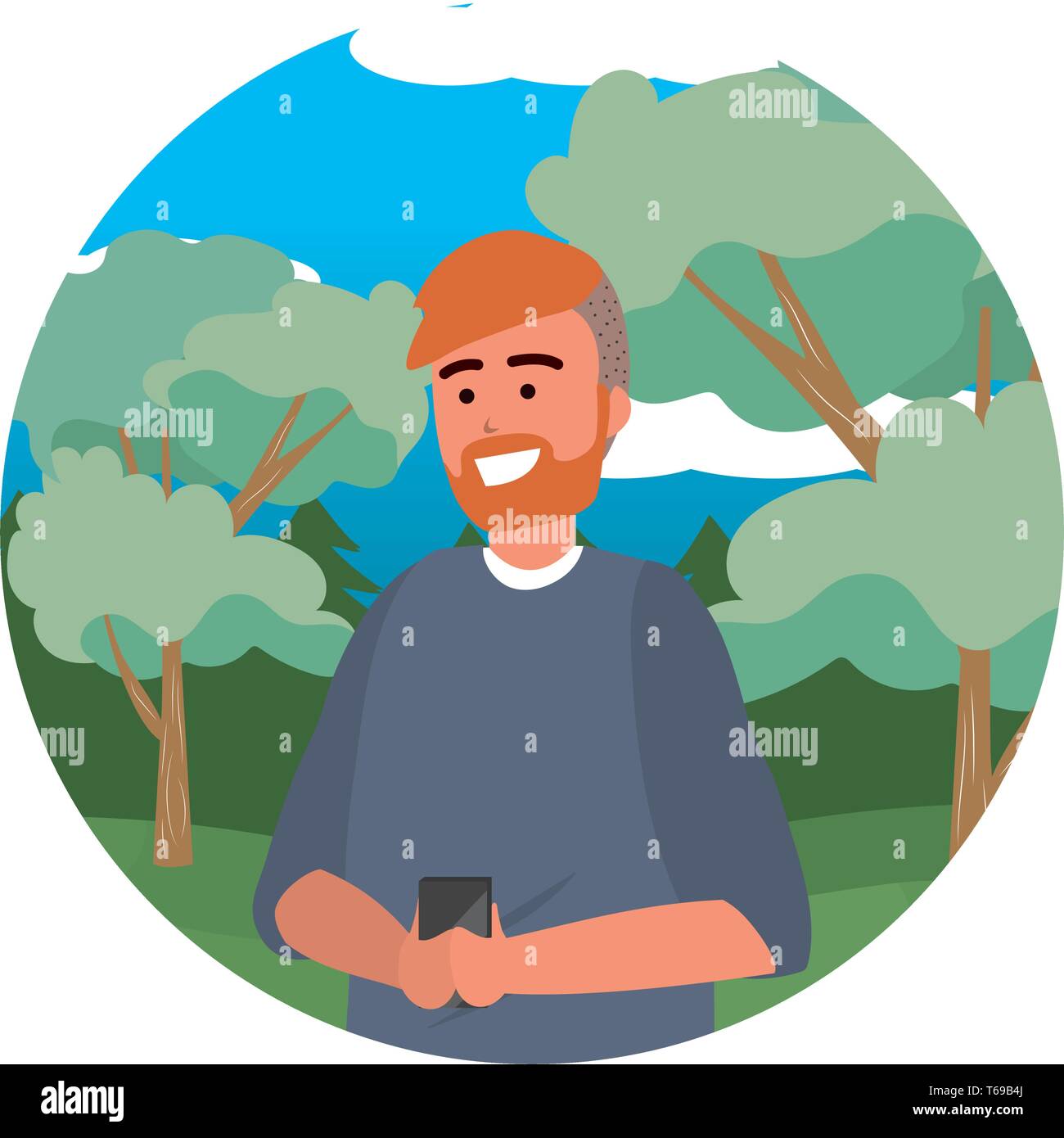 Millennial young person using smartphone browsing social media browsing ...