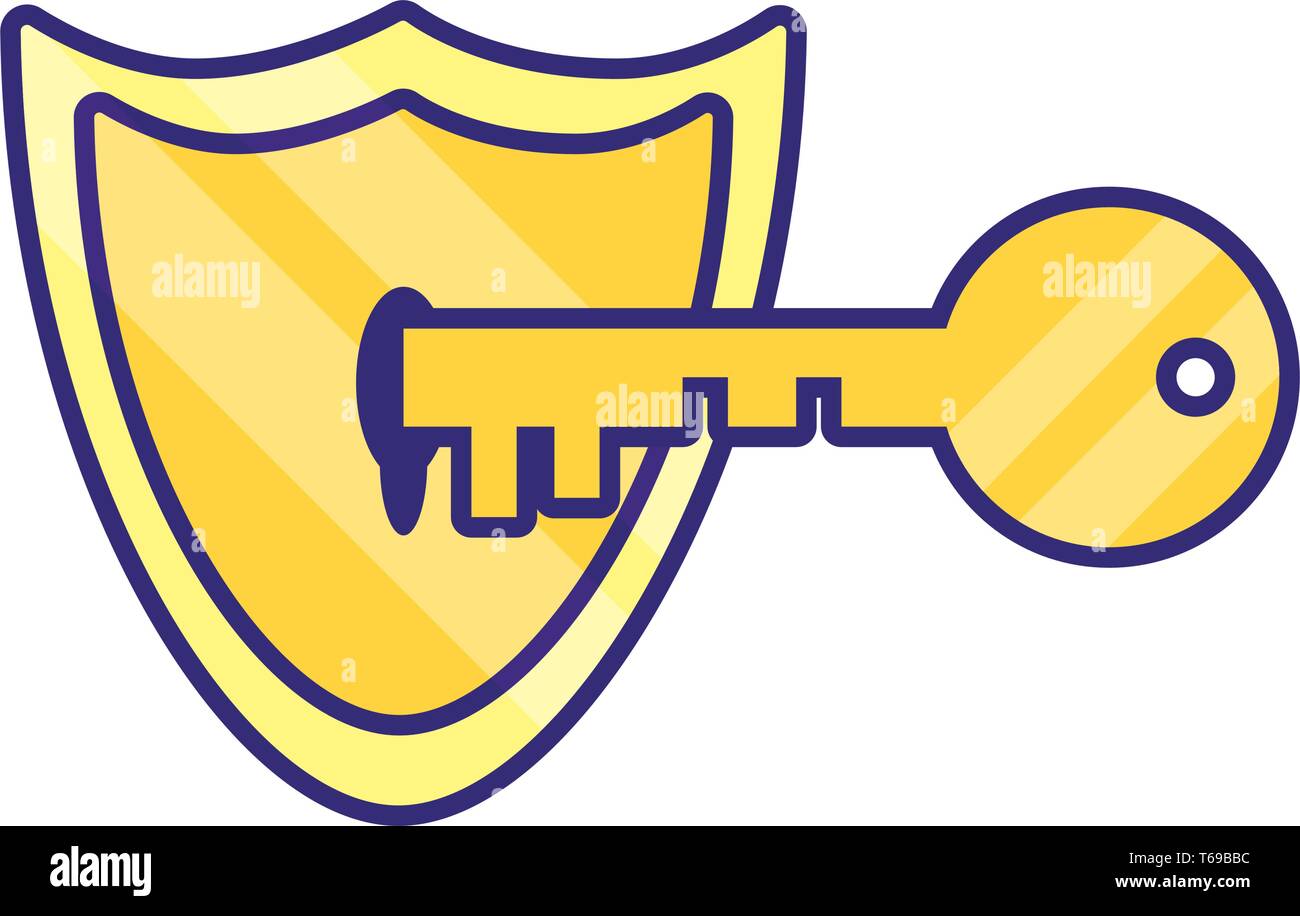 security icon shield with key cartoon vector illustration graphic ...