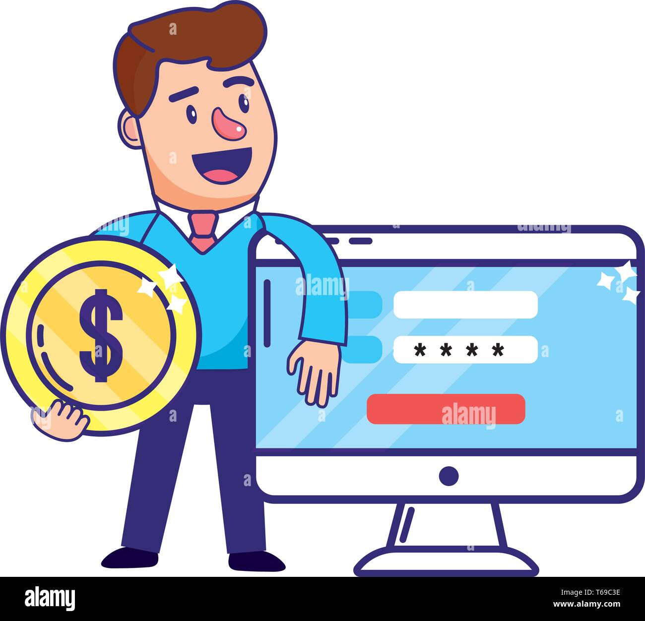 saving money finance concept with technology device and bank elements ...