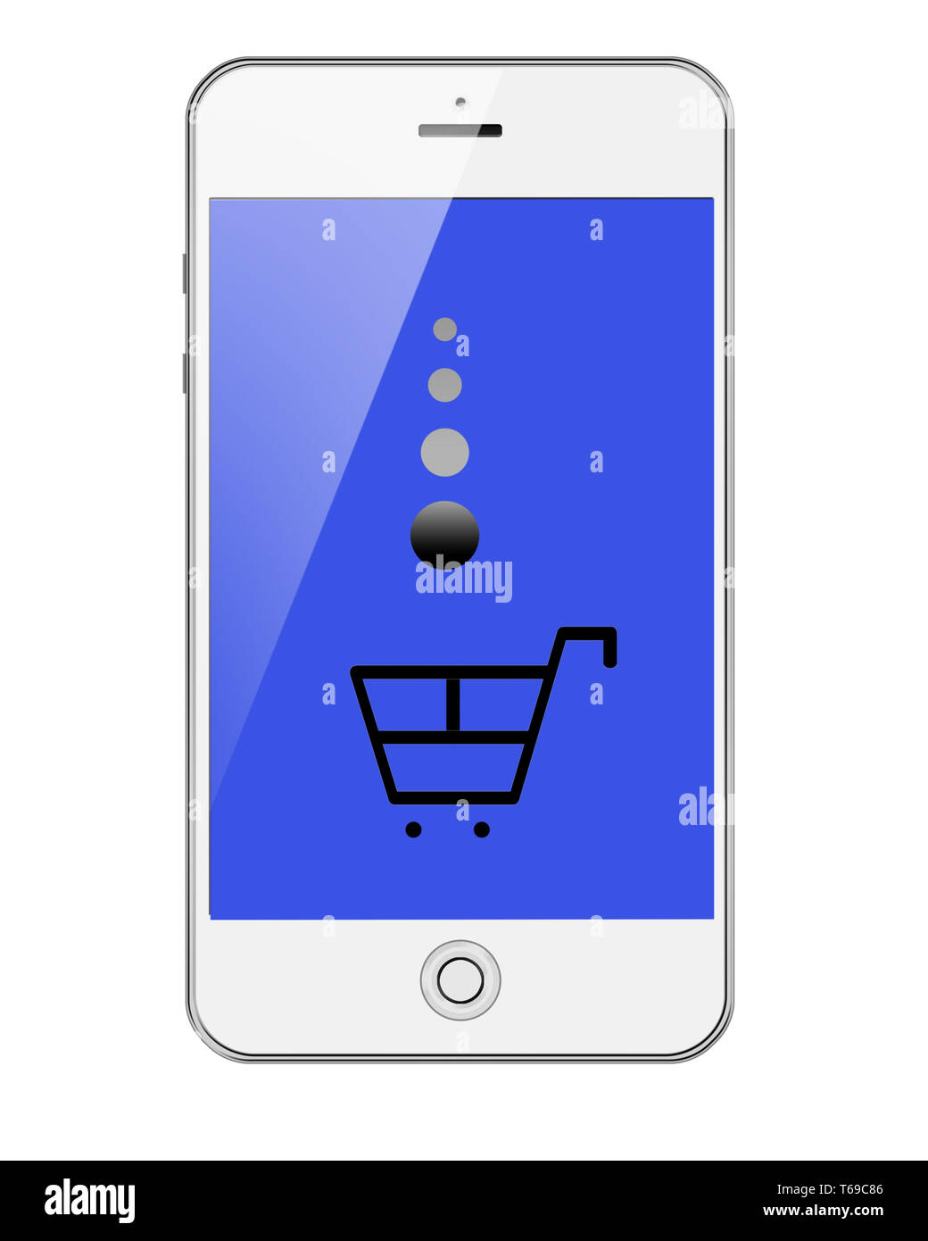 Mobile Smart Phone with Shopping Trolley Isolated on White Background ...