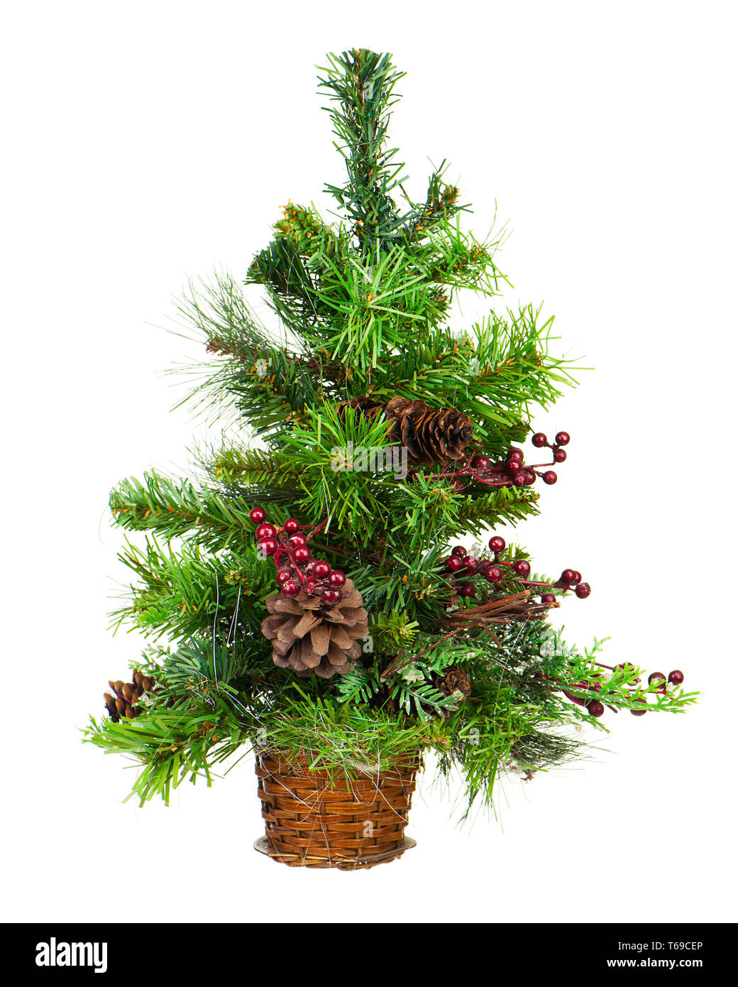 Green Decorated Christmas Tree Isolated on White Background Stock Photo ...