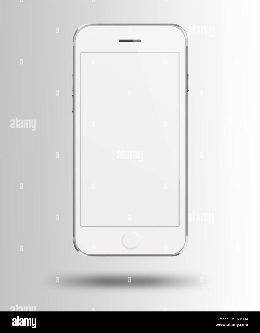 Mobile smart phone with white screen on gray background Stock Photo - Alamy