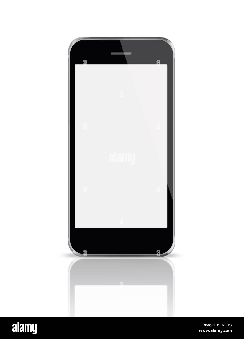 Mobile smart phone with white screen isolated on white background Stock ...