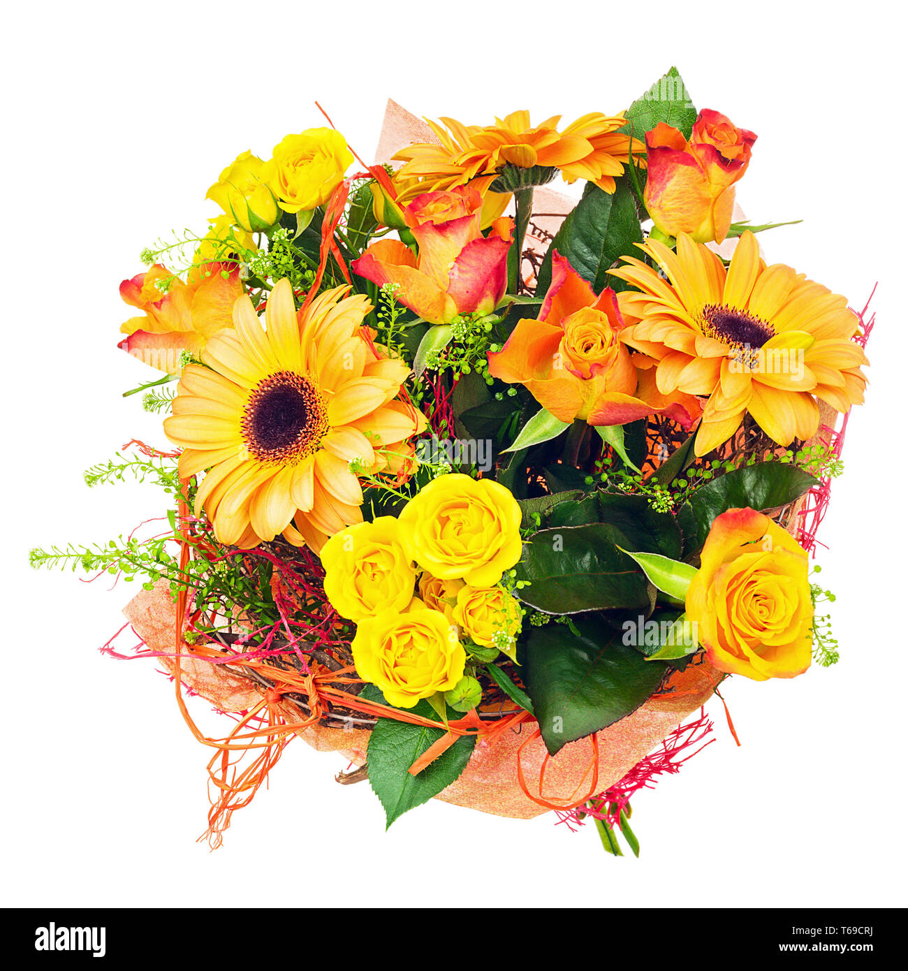 Bouquet of gerbera, carnations and other flowers Stock Photo - Alamy