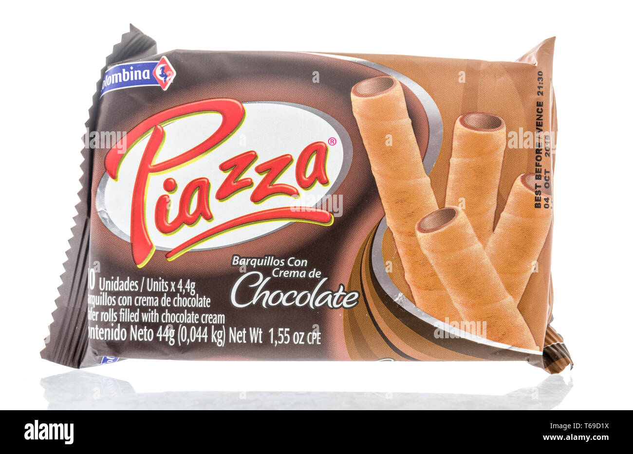 Winneconne, WI - 28 April 2019: A package of Colombina piazza chocolate ...