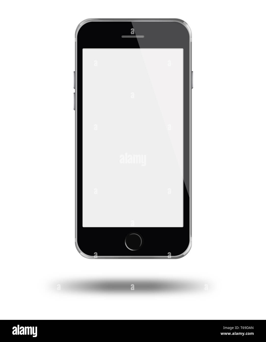 Mobile smart phone with white screen isolated on white background Stock ...