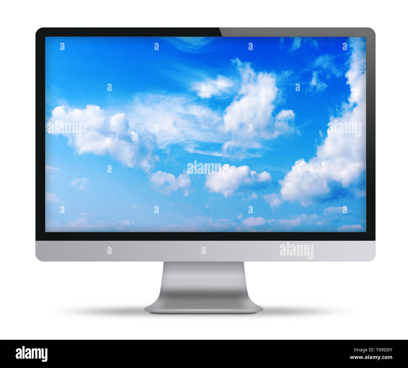 Computer display with blue sky and beautiful clouds on screen Stock ...