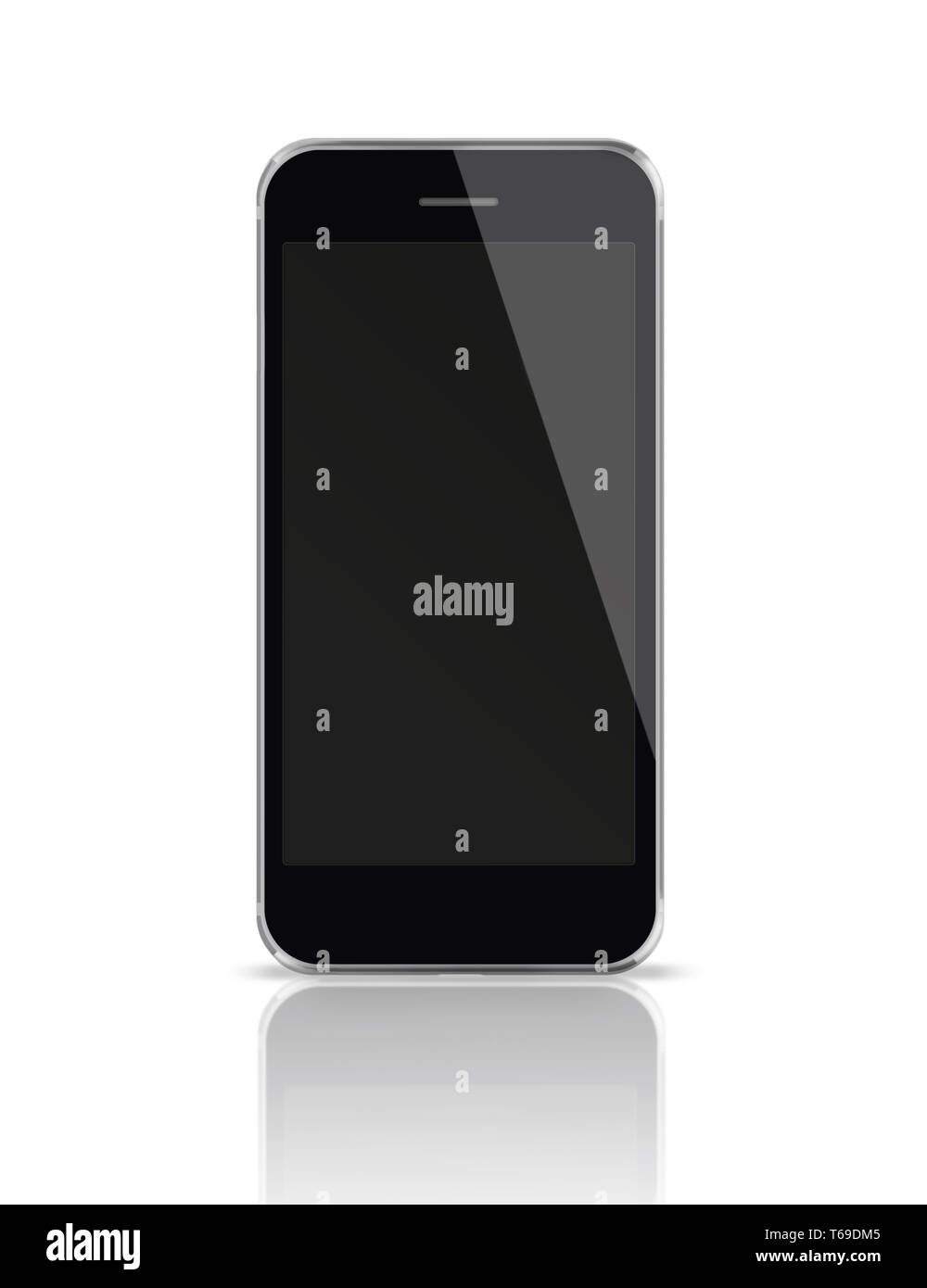 Mobile smart phone with black screen isolated on white background Stock ...