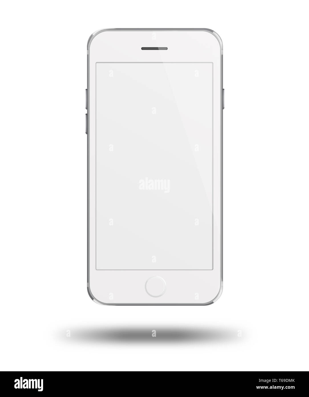 Mobile smart phone with white screen isolated on white background Stock ...
