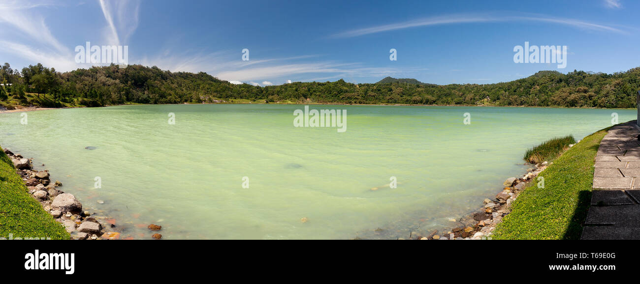 wide panorama of sulphurous lake - danau linow indonesia Stock Photo ...