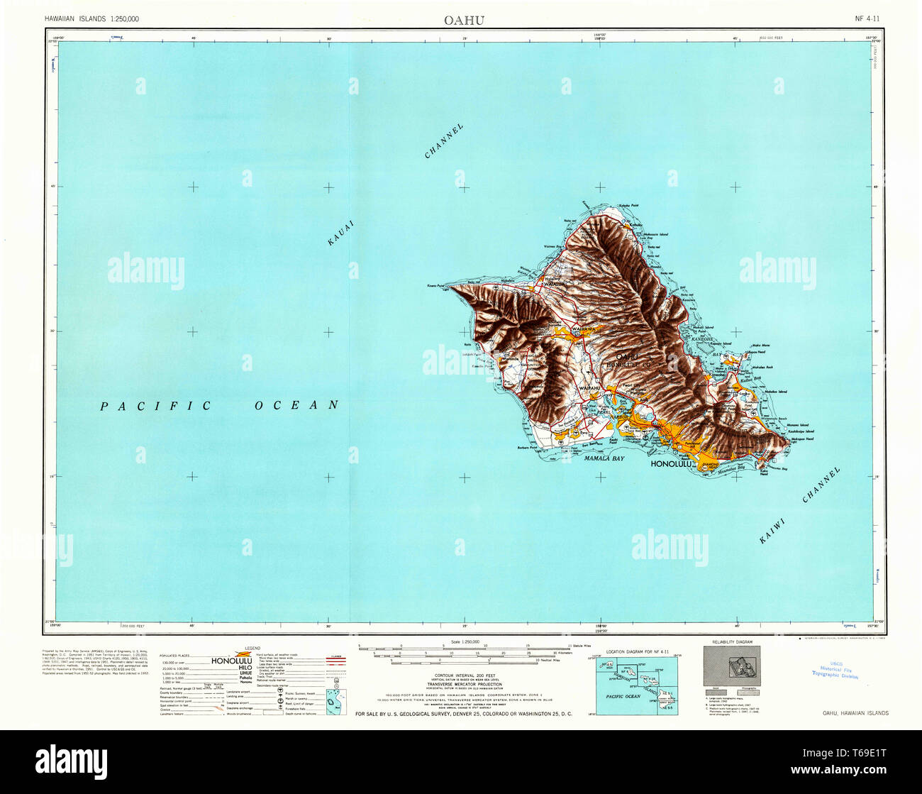 Oahu map hi-res stock photography and images - Alamy