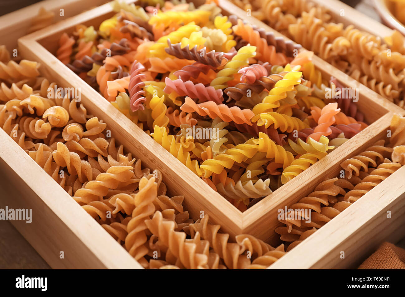 Boxes with different uncooked pasta, closeup Stock Photo - Alamy