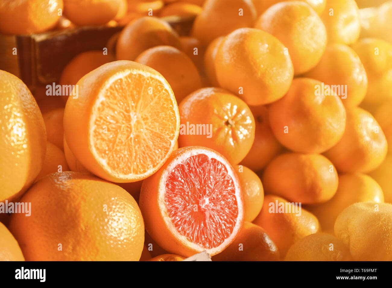 Many ripe citrus fruits, closeup Stock Photo - Alamy